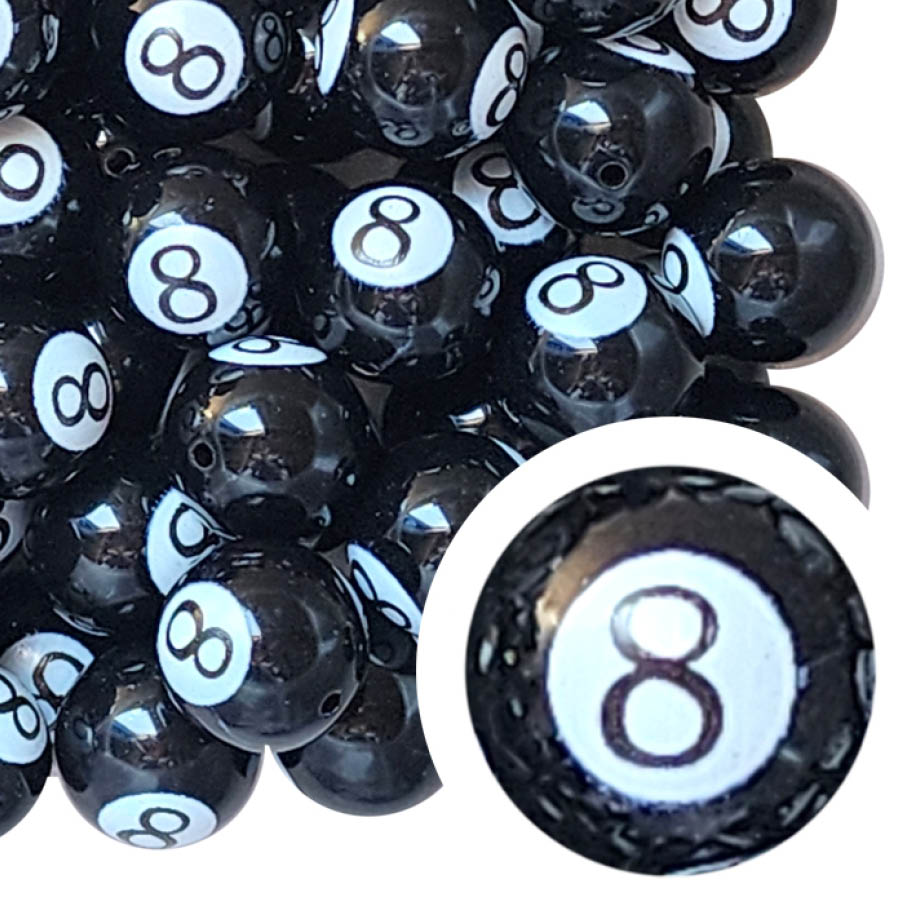 magic 8 ball 20mm printed wholesale bubblegum beads – Bubblegum Beads AZ