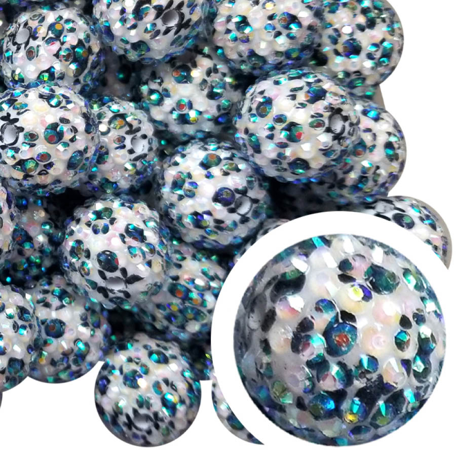 rhinestone paw prints AB 20mm printed bubblegum beads – Bubblegum Beads AZ
