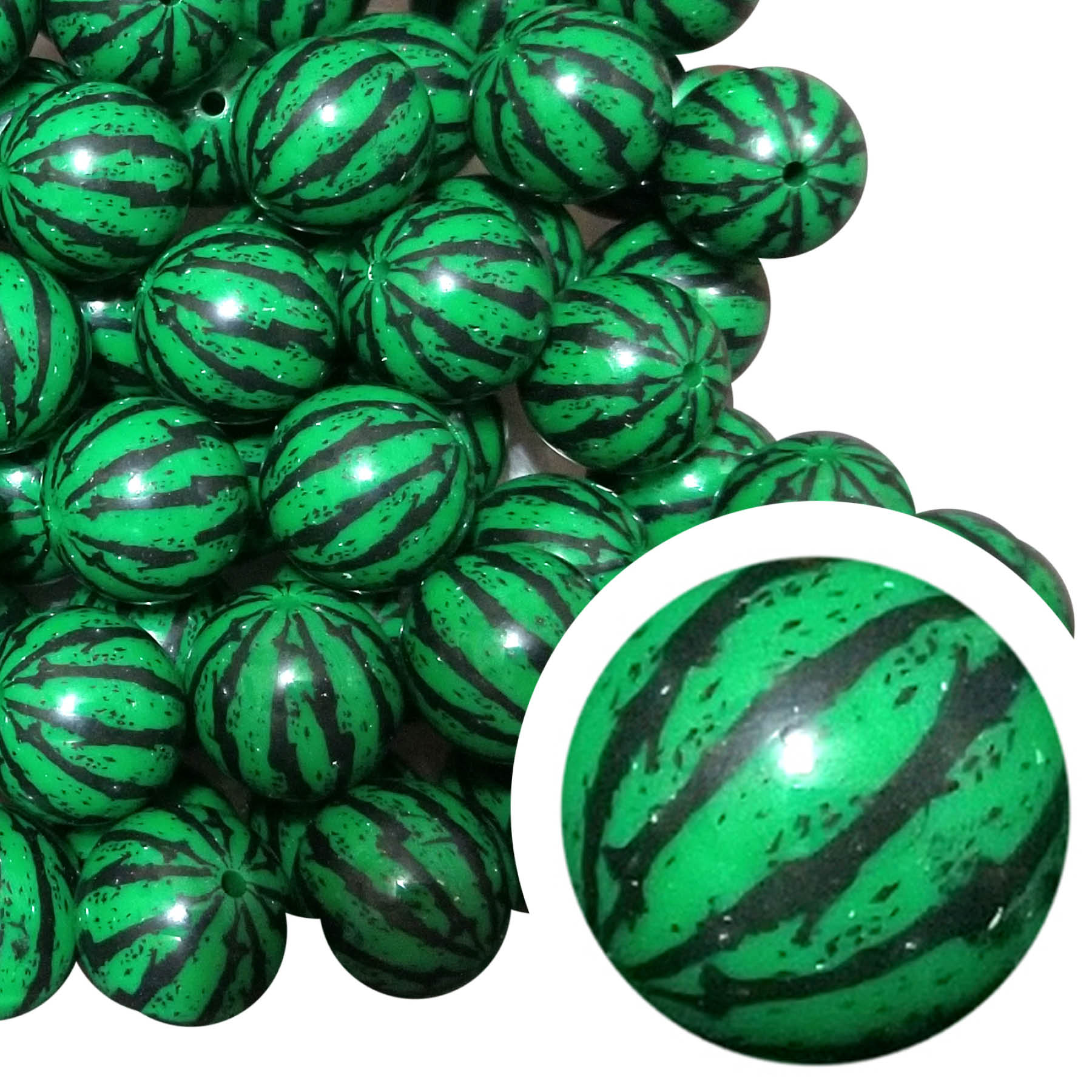whole watermelon 20mm printed bubblegum beads – Bubblegum Beads AZ