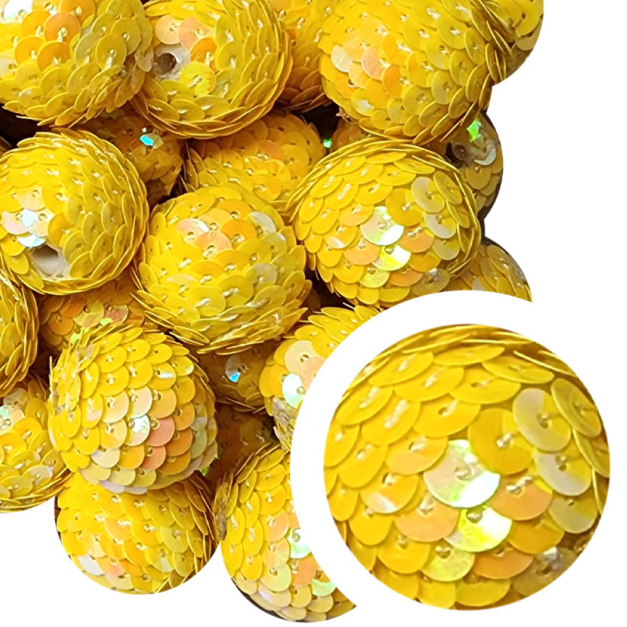 yellow sequin mermaid tail 22mm bubblegum beads – Bubblegum Beads AZ
